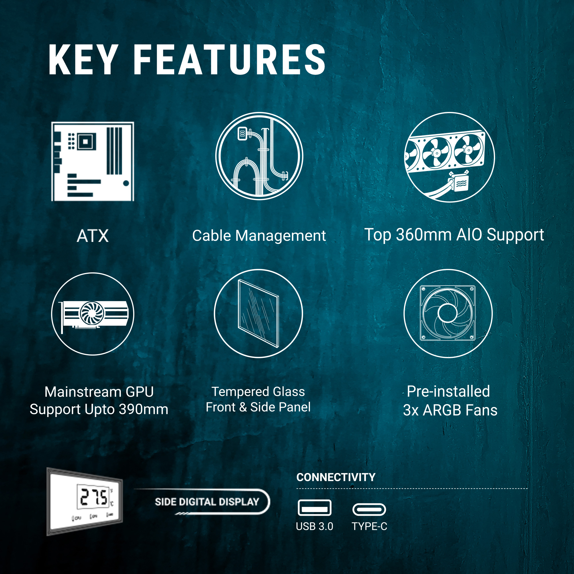 Buy Ant Esports Crystal X3 LCD ATX Mid Tower Cabinet at Best Price in ...